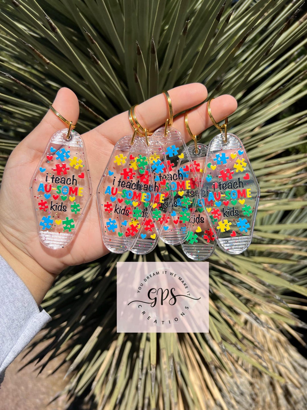I Teach Au-some Kids Motel Keychains, Teacher Appreciation Gift, Back ...
