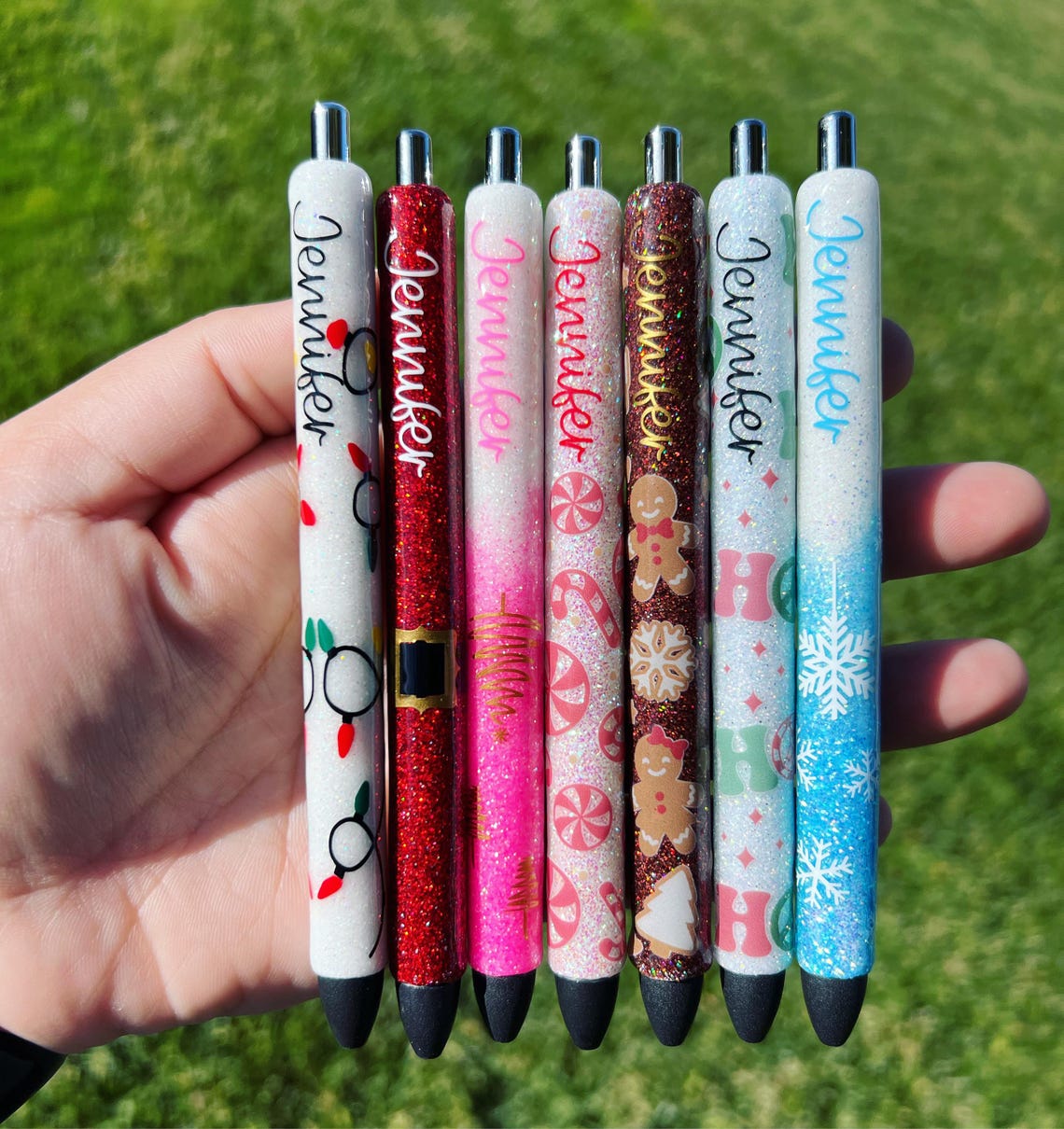 Christmas Glitter Personalized Pens, Winter Wonderland Snowflakes ...
