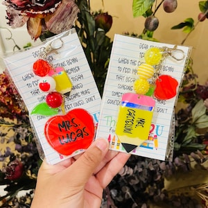 Teacher Beaded Keychain, Teacher Appreciation Gift, Personalized ...