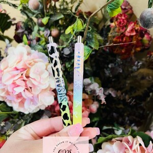 Personalized Pastel Ombre Pens, Coquette Bow Pen, Leopard Pen, Cow ...