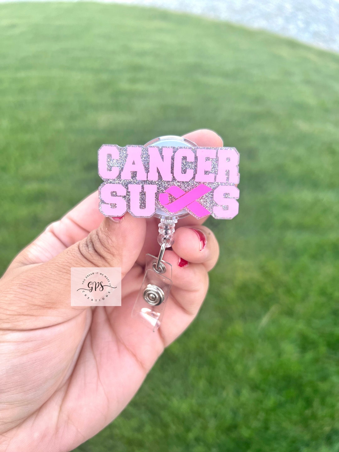 Cancer Sucks Badge Reel, Medical Badge Reel, ID Holder, October Cancer ...