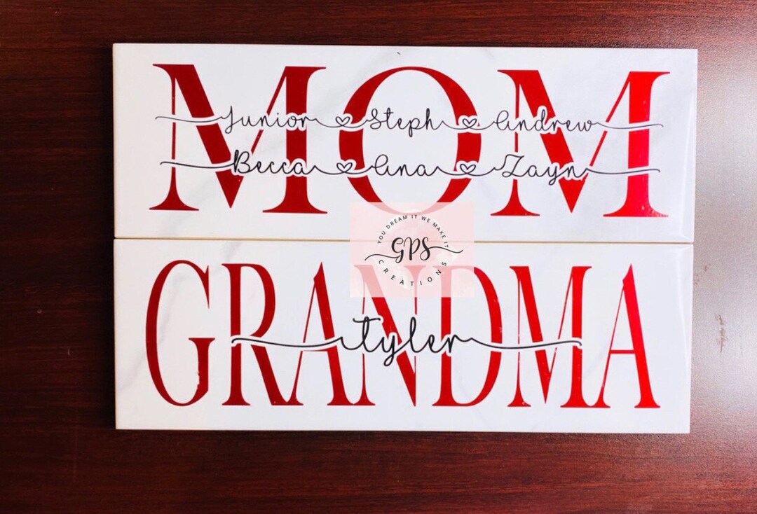 12" X 3" Mom/grandma/nana Tiles With Names, Mothers Day Gifts, Marble ...