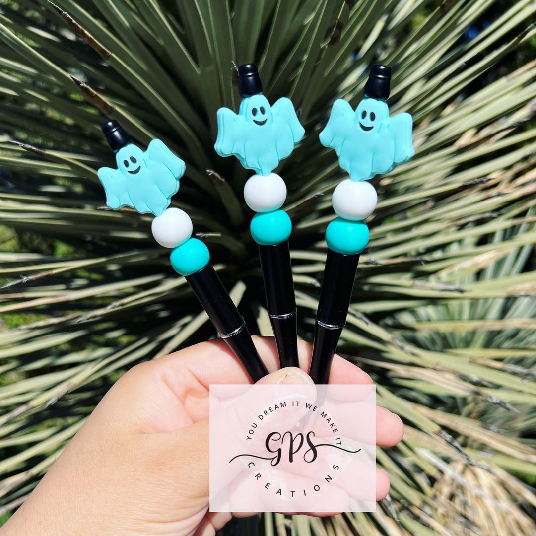 Blue Ghost Pens, Ghost Beaded Pens, Halloween Theme Pens, Ghost Lover ...