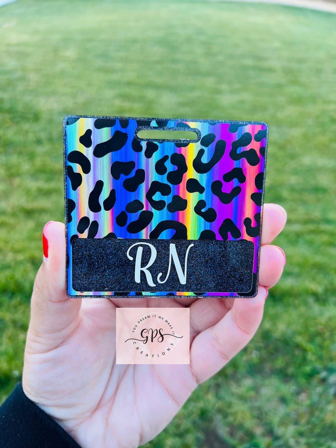 Rainbow Cheetah Badge Buddy, Horizontal Badge Buddy, Badge Buddy, ID ...