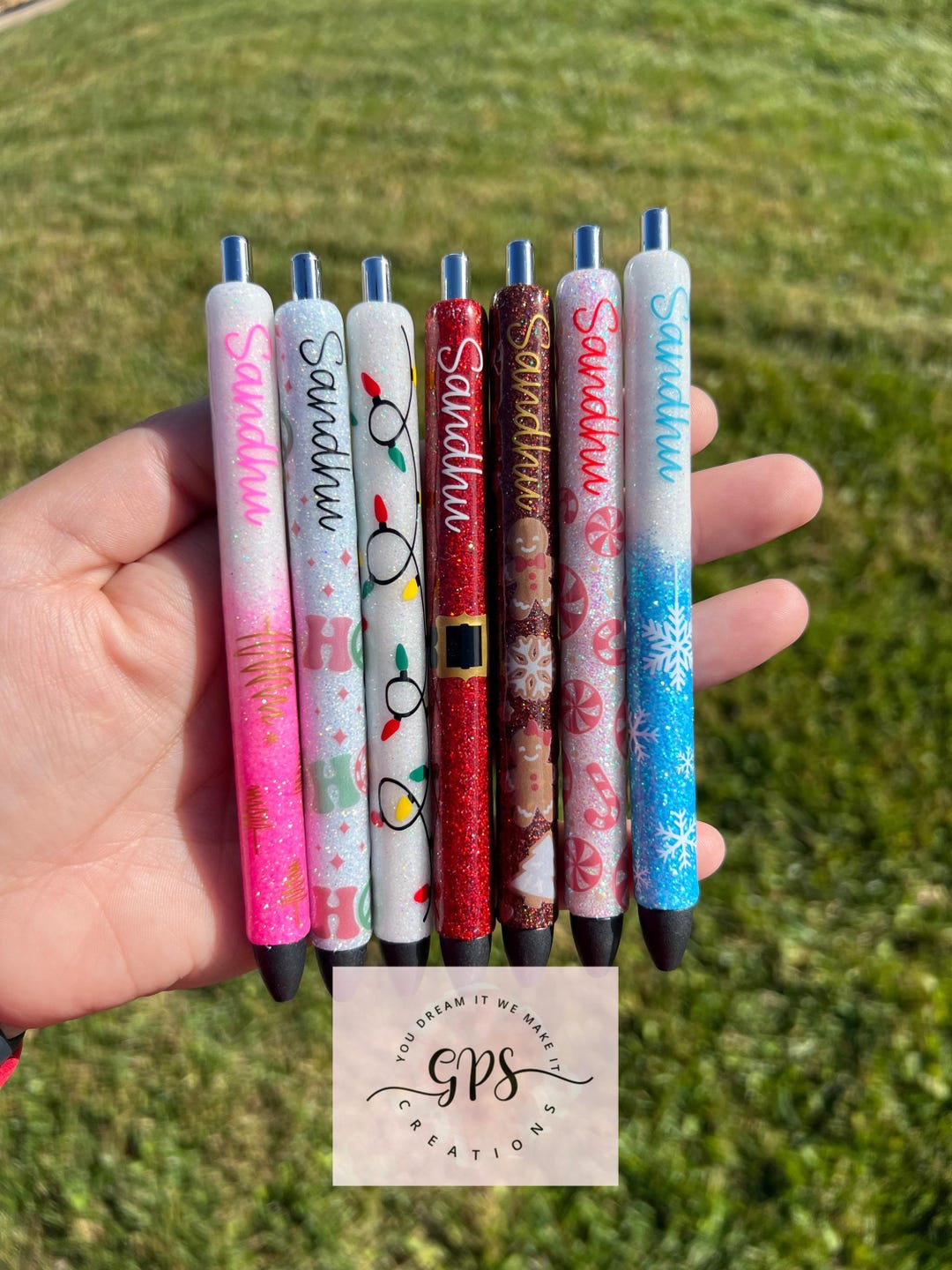 Christmas Glitter Personalized Pens, Winter Wonderland Snowflakes ...