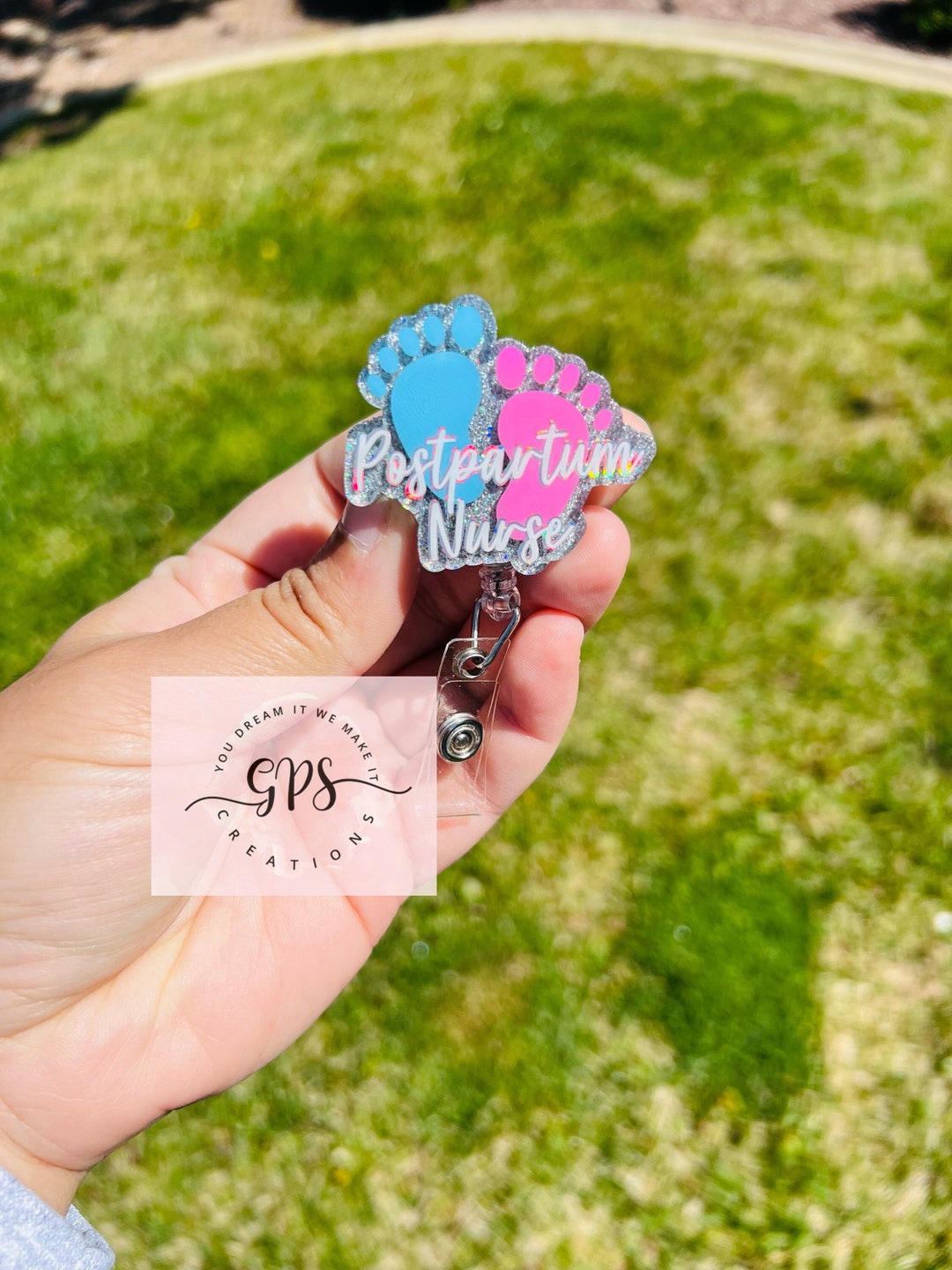 Postpartum Nurse Badge Reel, Postpartum Nurse, RN Badge Reel, ID Holder ...