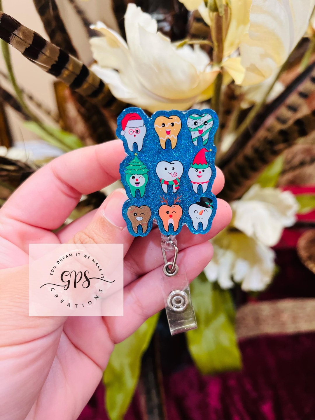 Christmas Tooth Badge Reel, ID Holder, Medical Badge Reel, Dental ...