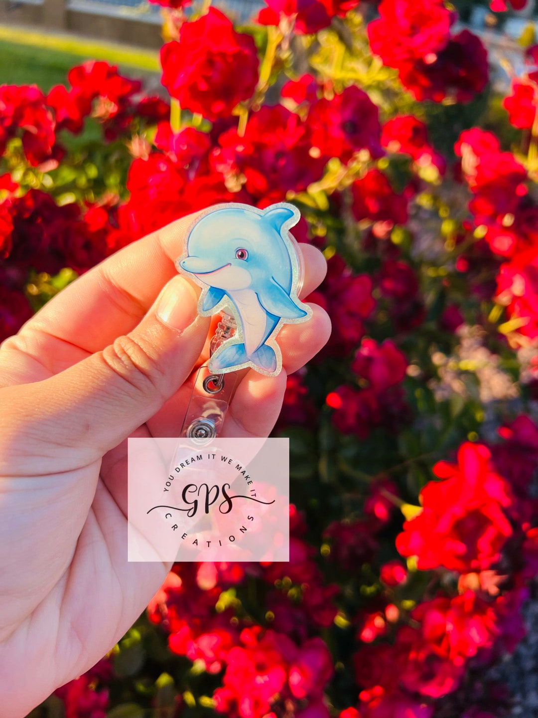 Dolphin Badge Reel, Sea Animal Theme, ID Holder, Medical Badge Reel ...