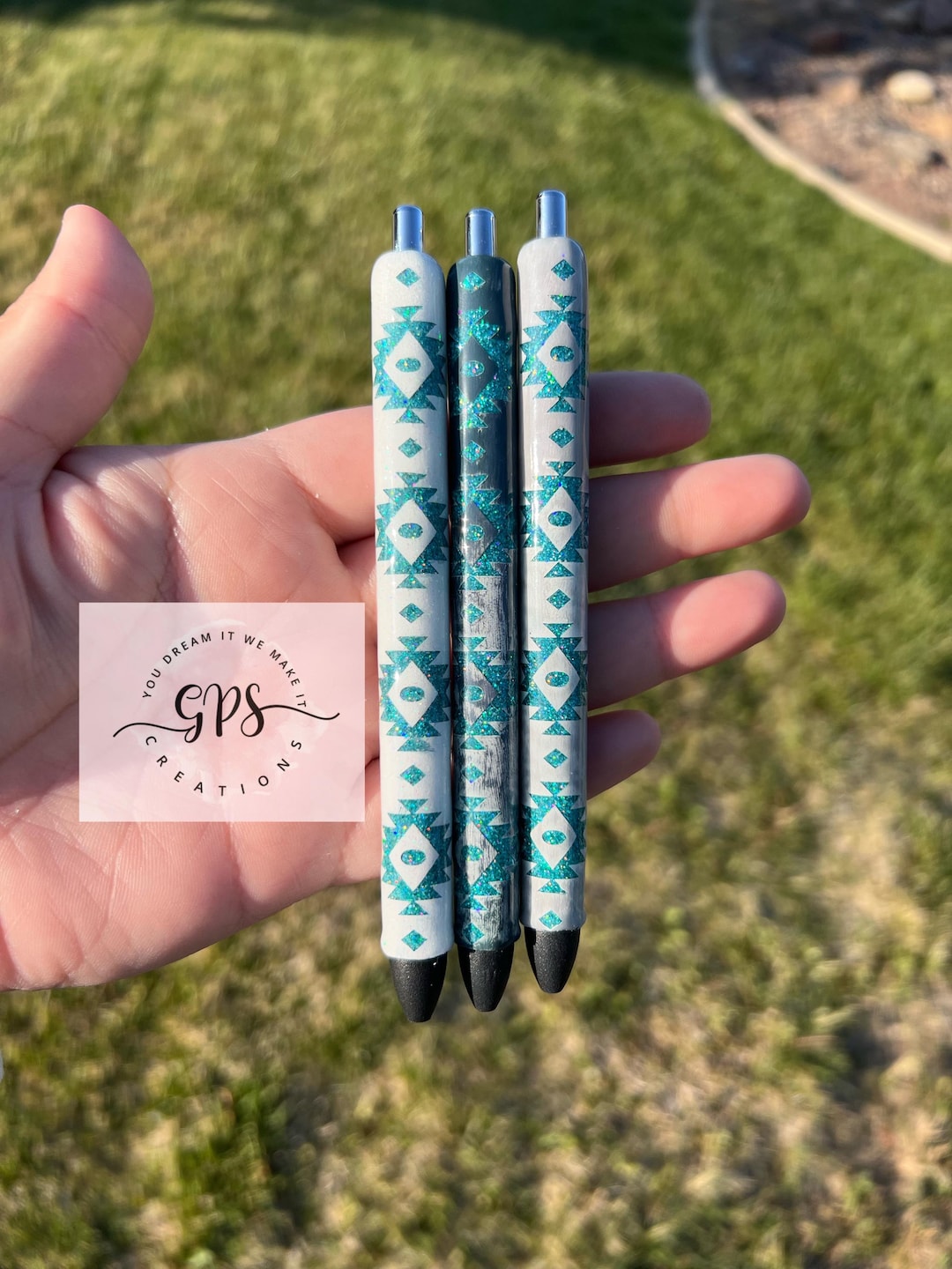 Western Turquoise Aztec Glitter Pens, Western Theme Gift, Glitter Pens ...