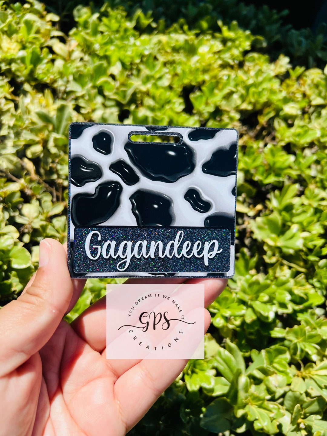 Puffy Cow Print Badge Buddy, ID Holder, Medical Badge Buddy, Teacher ...