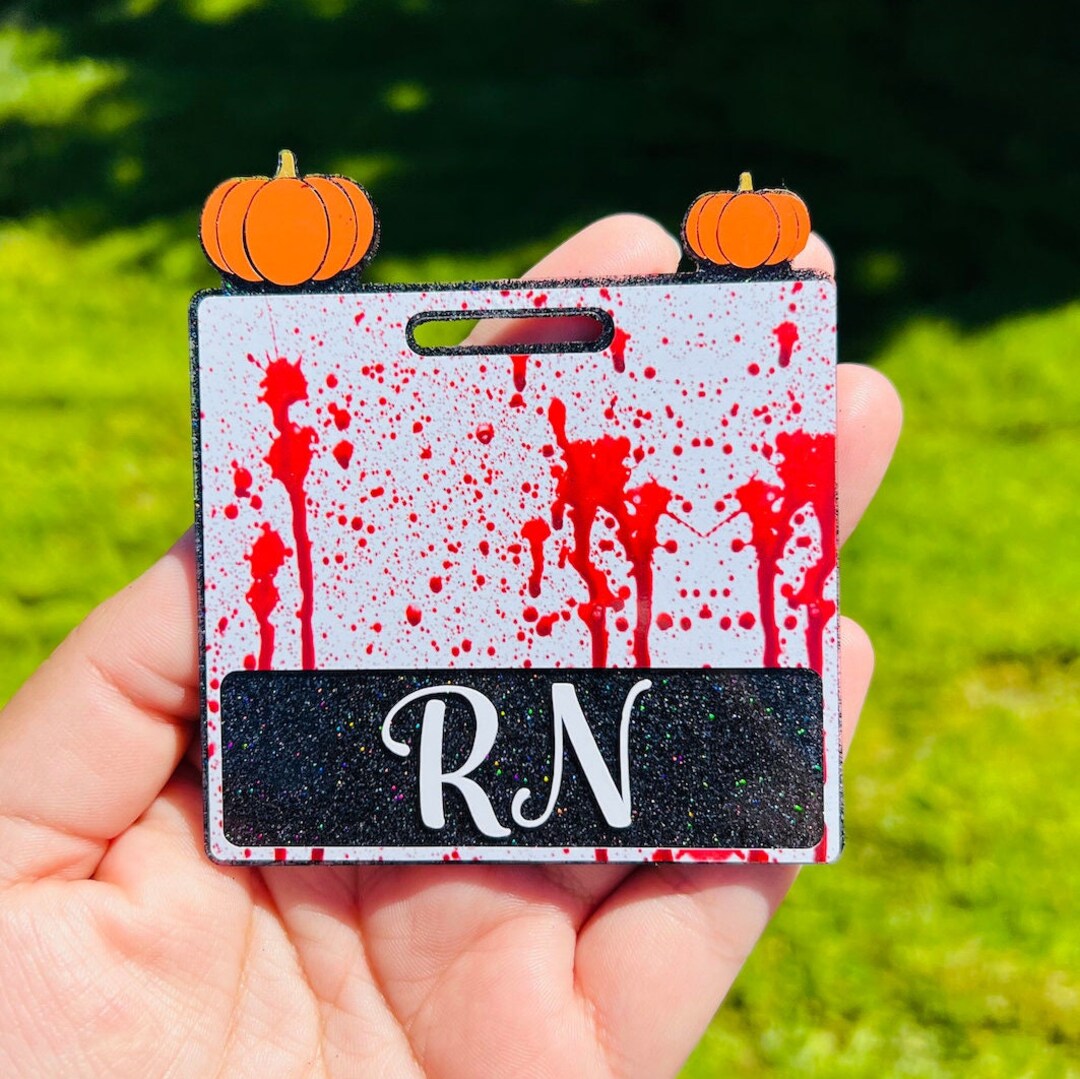 Blood Splatter Badge Buddy, Halloween Theme Badge Buddy, Medical Badge ...
