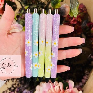 Personalized Daisy Glitter Pens, Nurse Pen, Flower Theme Pen, Planner ...