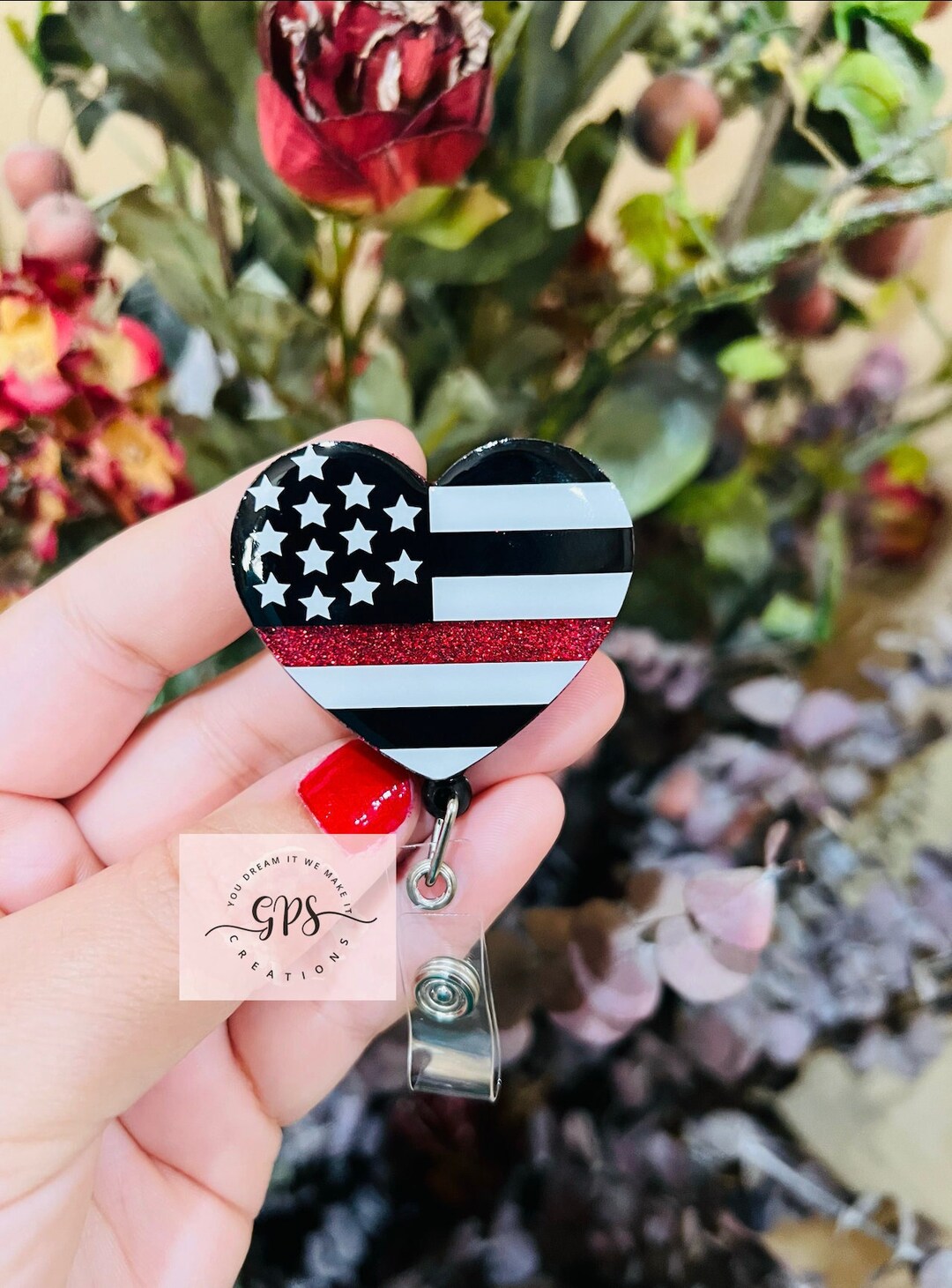 Thin Red Line Badge Reel, Firefighter Badge Reel, Fire, Medical Badge ...