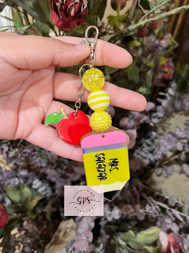 Teacher Beaded Keychain Teacher Appreciation Gift - Etsy