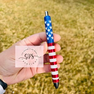 Patriotic American Flag Personalized Pen, Glitter Pen, Fourth of July ...