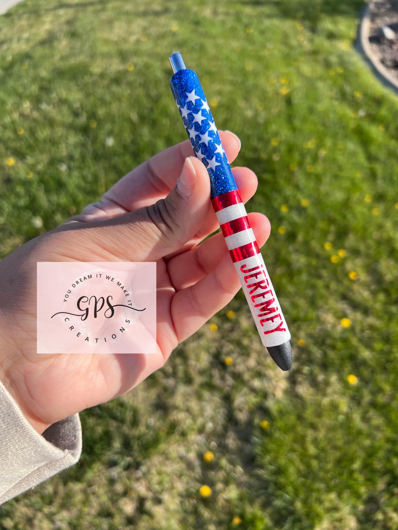 Patriotic American Flag Personalized Pen, Glitter Pen, Fourth of July ...