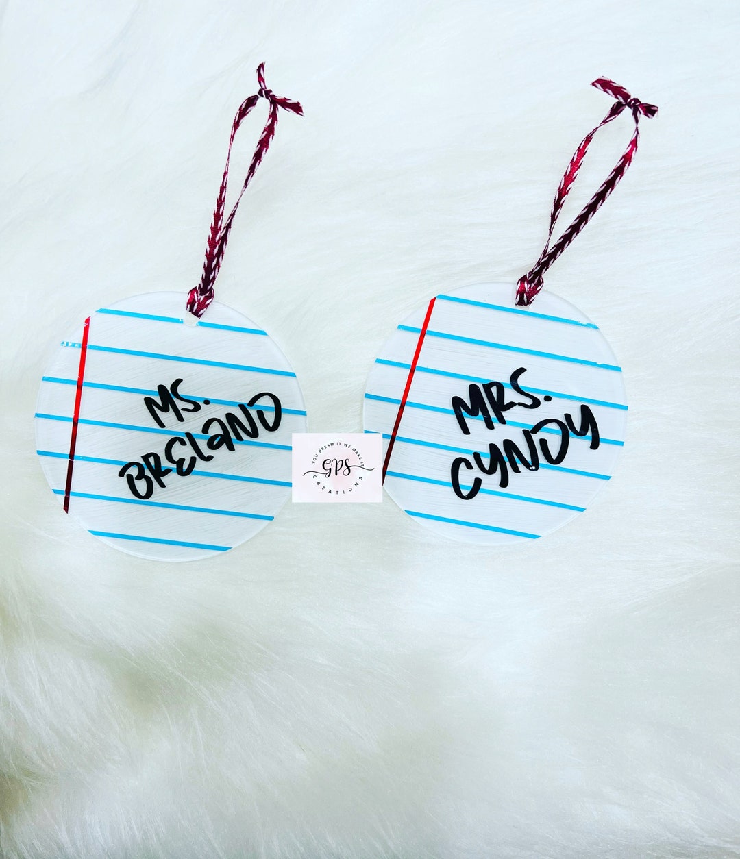 Personalized Teacher Ornament, Teacher Gift, Notebook Ornament ...