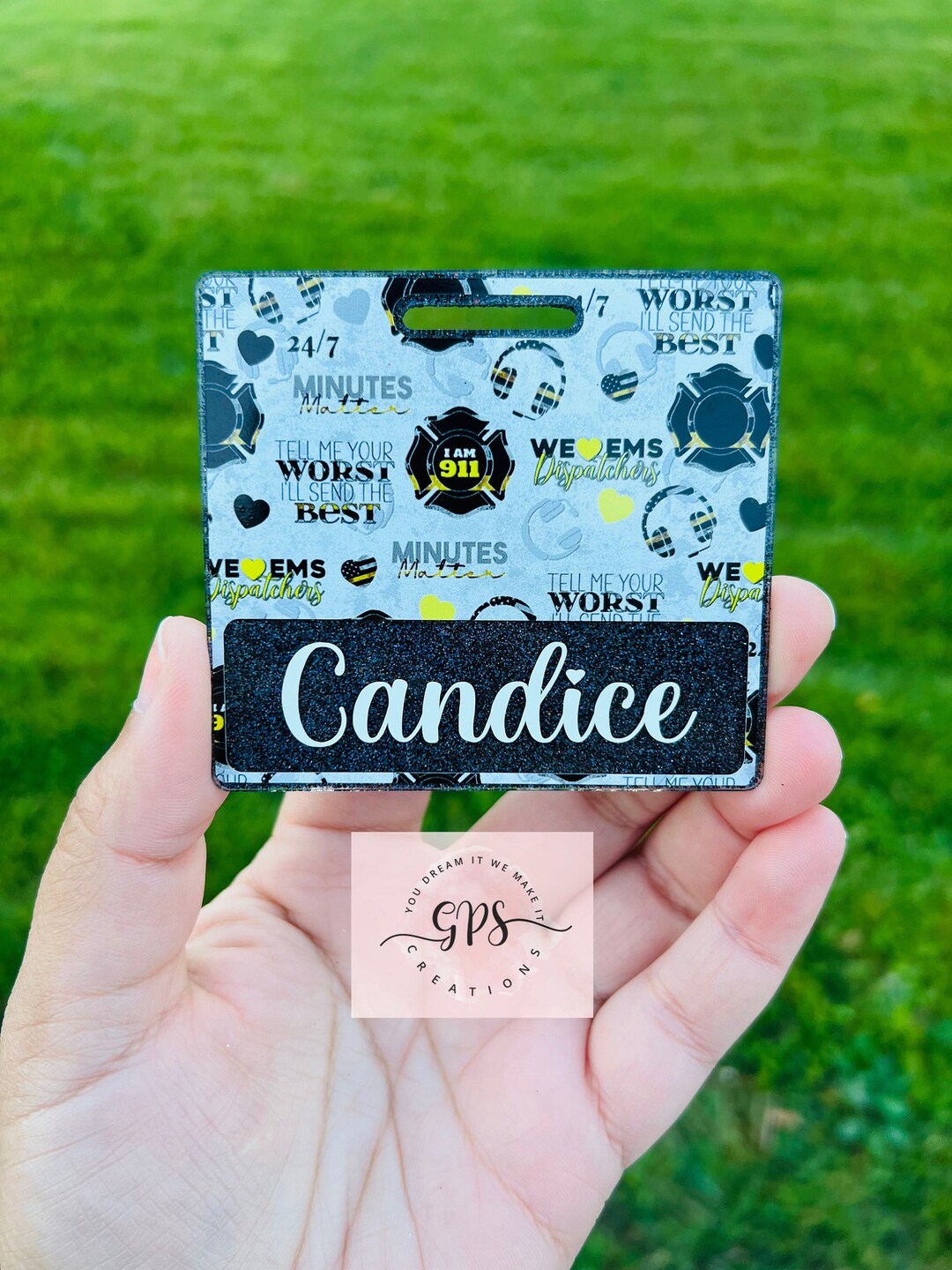 911 Dispatcher Horizontalbadge Buddy, ID Holder, First Responder, Tell ...