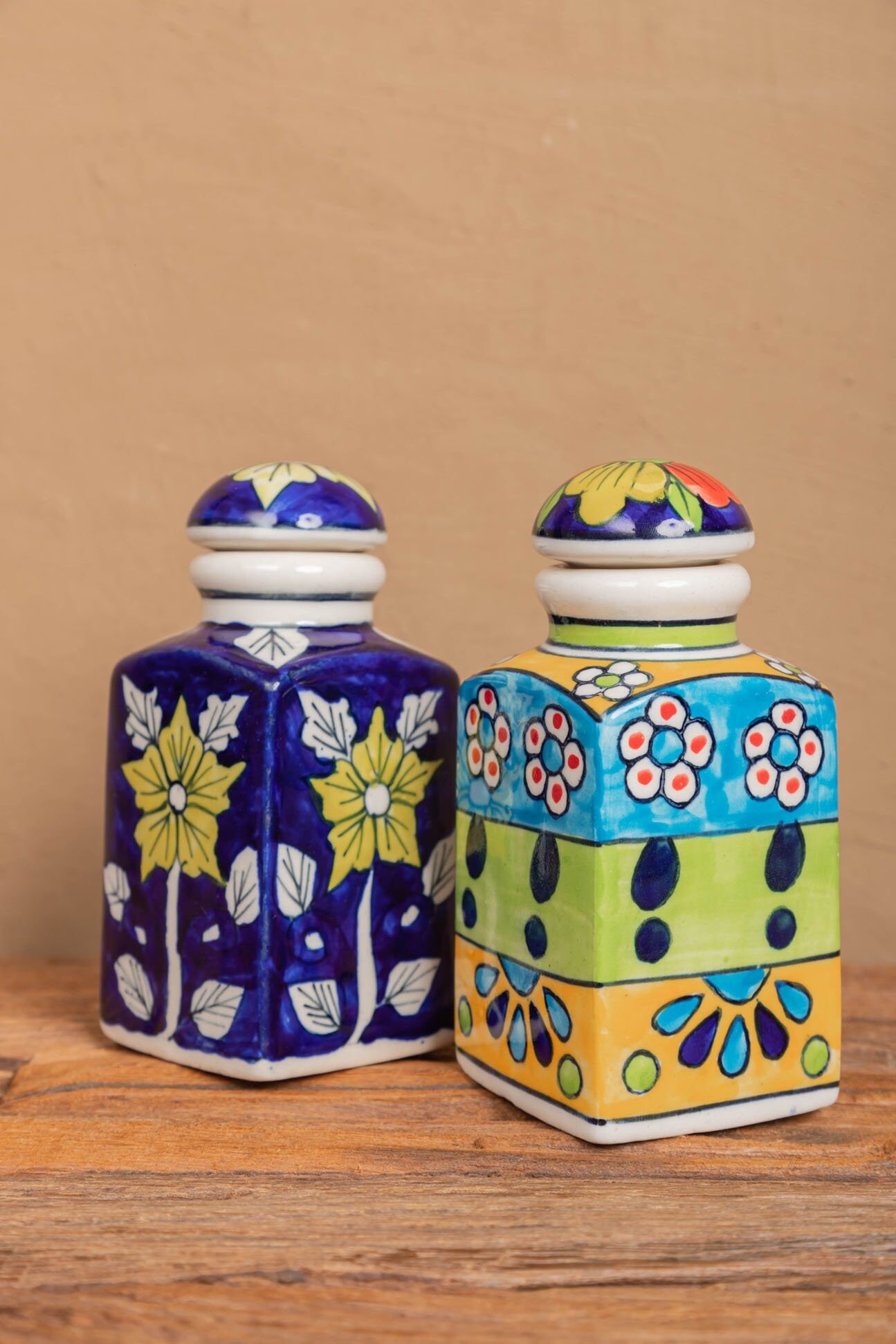 Wooden Hand-painted Spice Rack With Drawers Jars & Hooks | Etsy