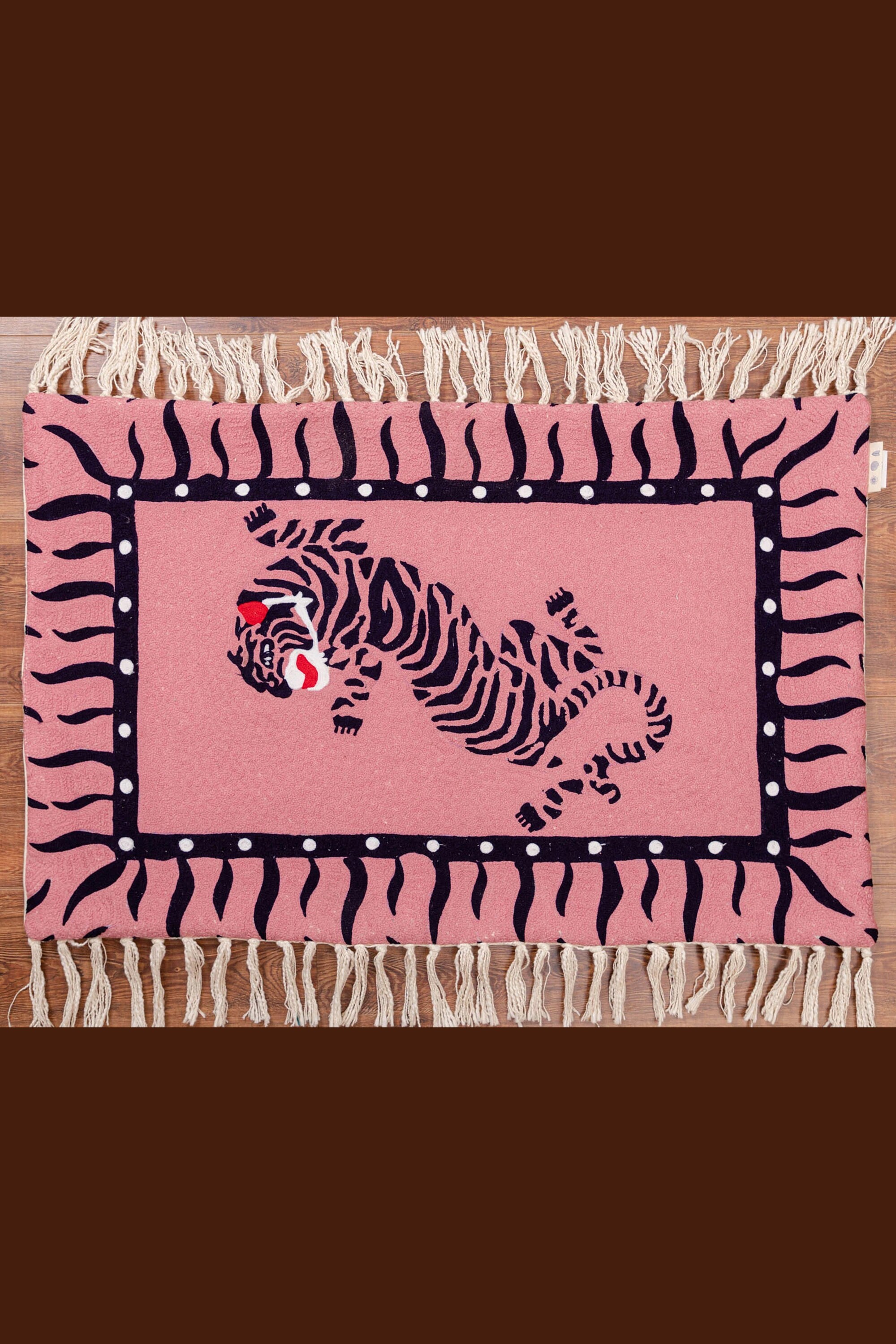 Tibetan Pink Tiger Handmade Rug/animal Decor Rug/creative - Etsy UK
