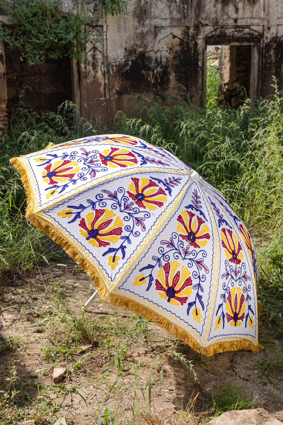 Indian Cotton Patchwork Garden Umbrella Vibrant and Artistic New Big ...