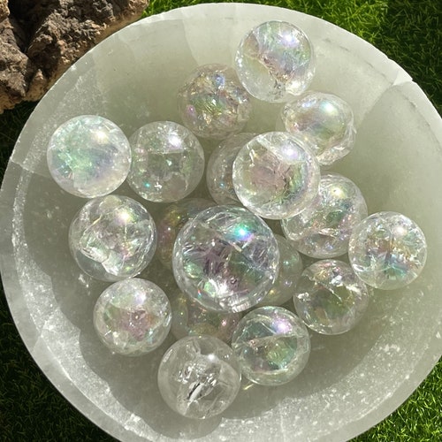 Angel Aura Crackle Quartz Sphere Aura Quartz Crystal Ball - Etsy