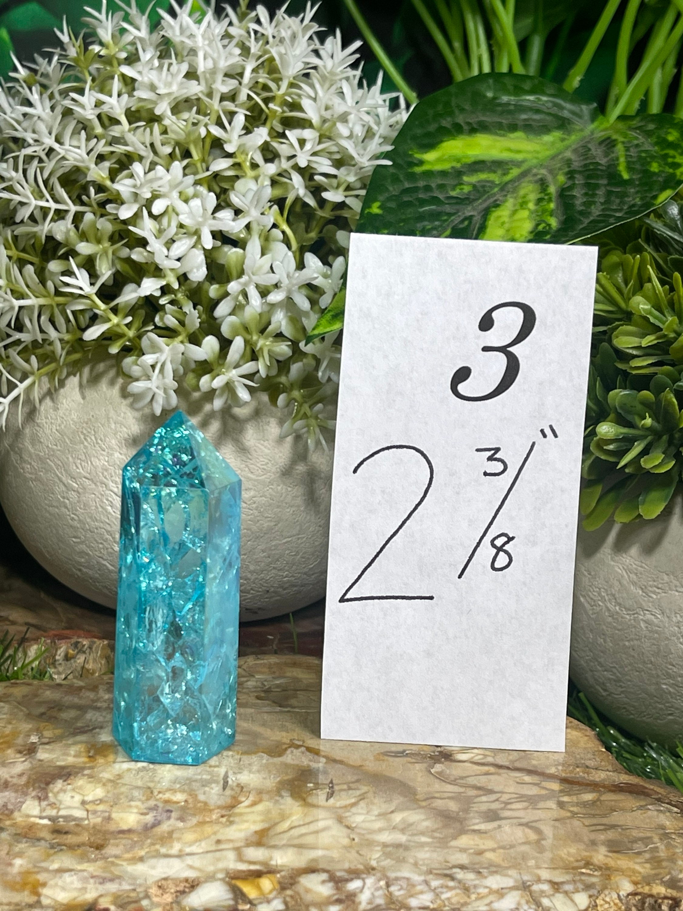 Aqua Aura Crackle Quartz Mini Tower - Etsy