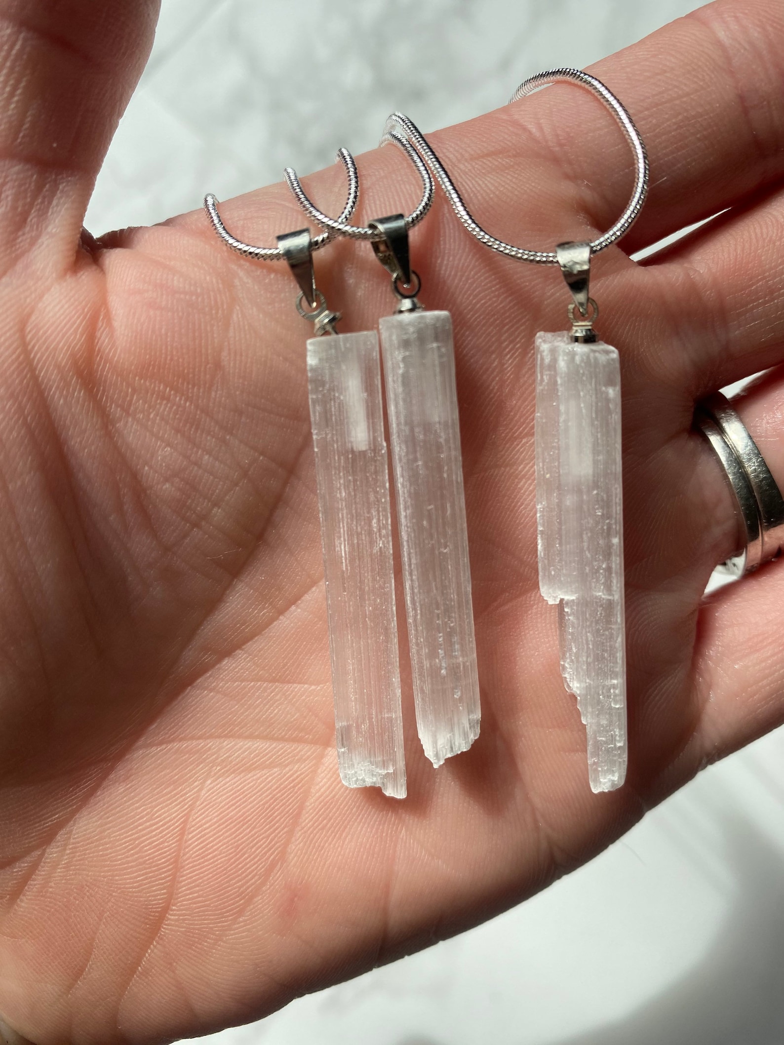 Selenite Necklace - Etsy