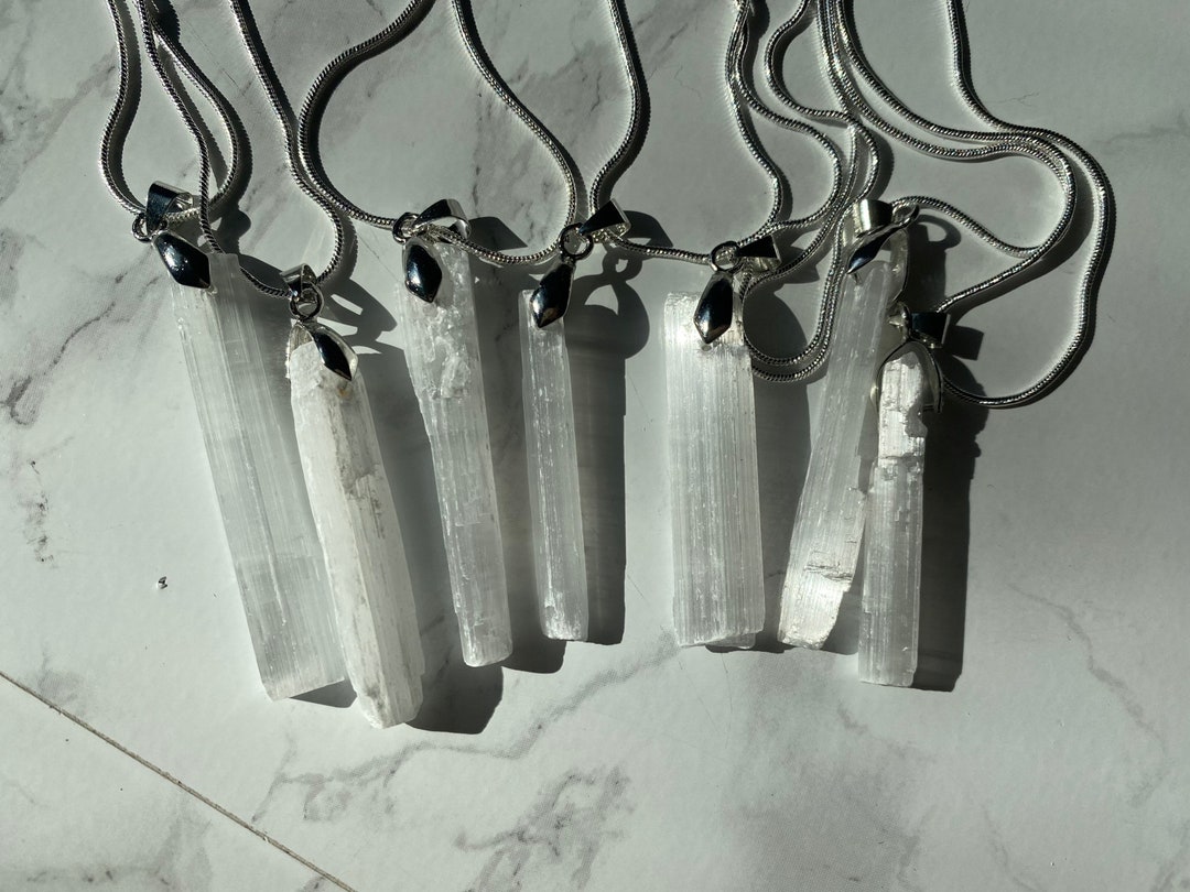Selenite Necklace - Etsy
