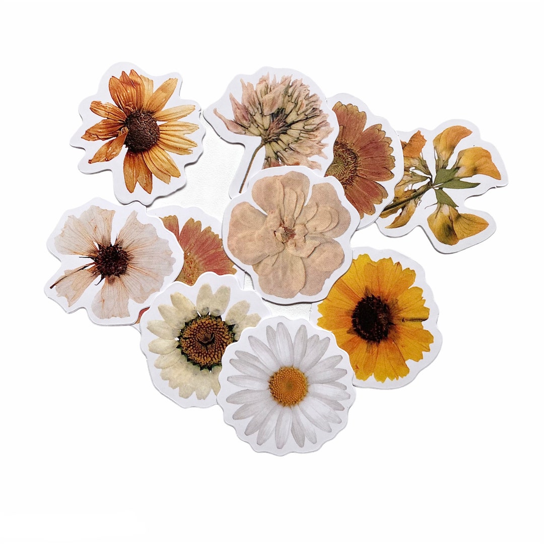 Set of 10 Mini Flower Stickers Yellow Orange Tones - Etsy