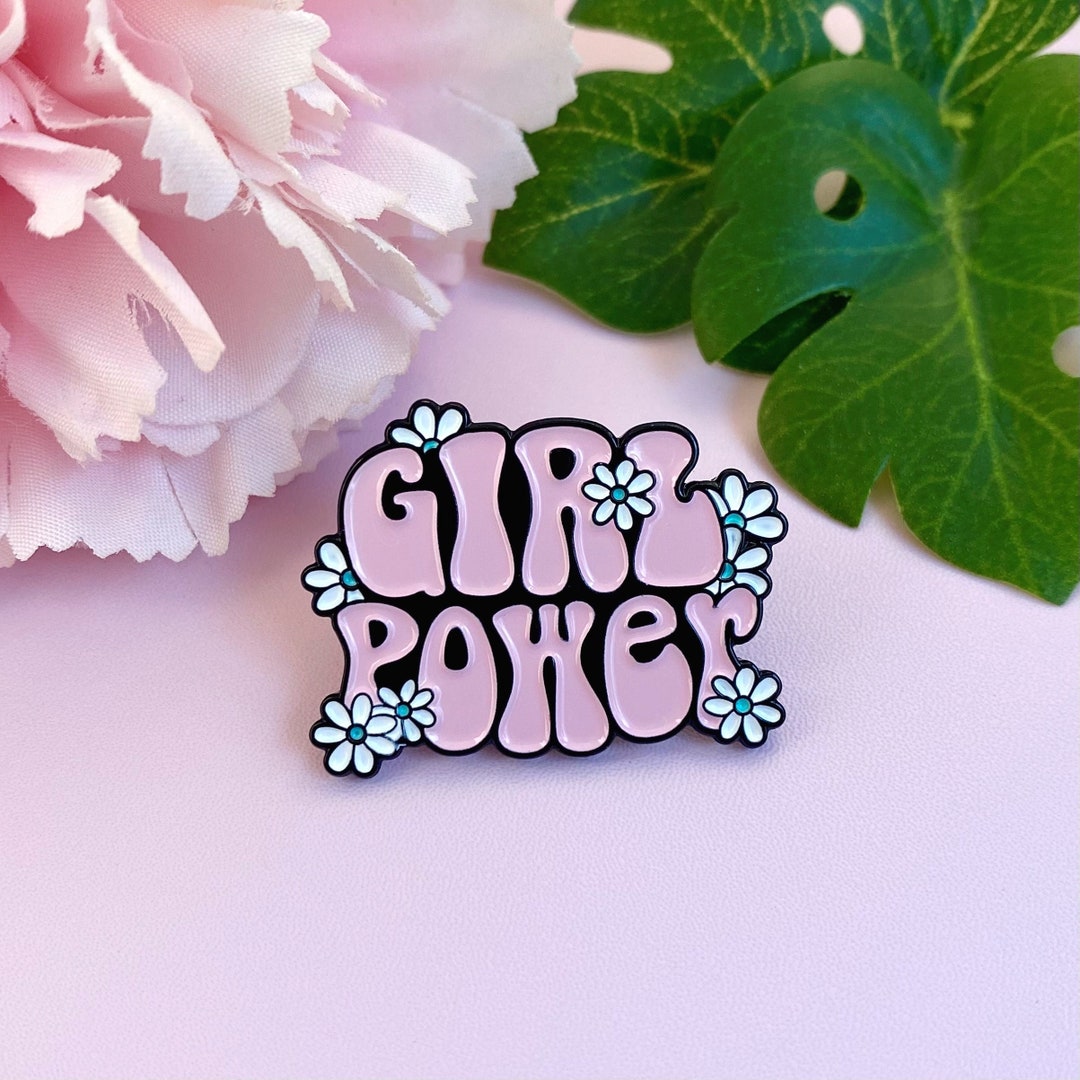 GIRL POWER Black and Pastel Pink Enamel Pin - Etsy