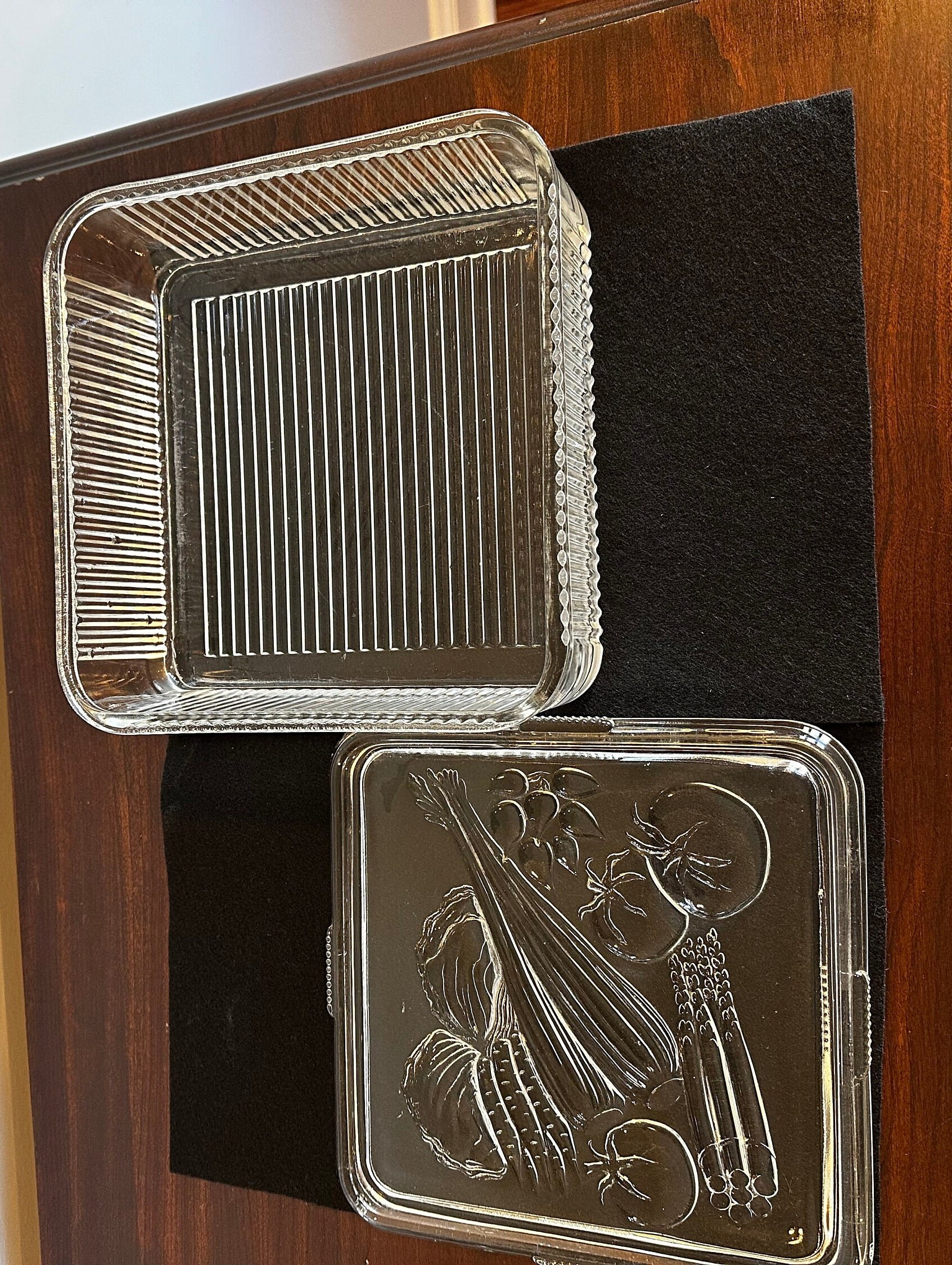 Vintage Clear Depression Glass, Square, Ribbed Refrigerator Box ...