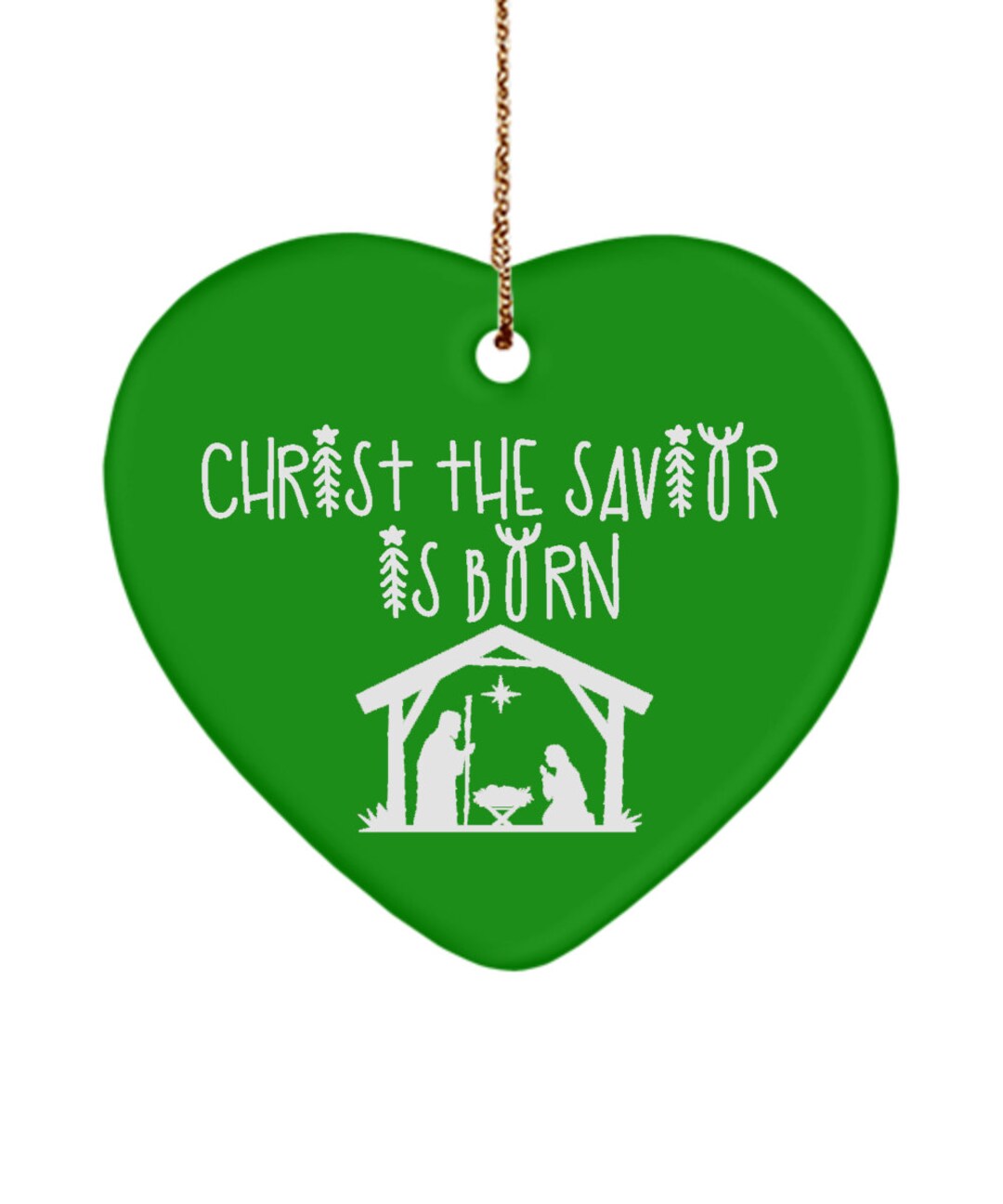 Epiphaneia Christ the Savior is Born Heart Ornament Green - Etsy