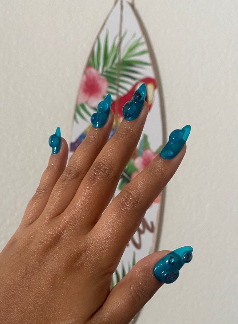 3d Water Bubble Nails Broken Sea Shells Press on Nails - Etsy