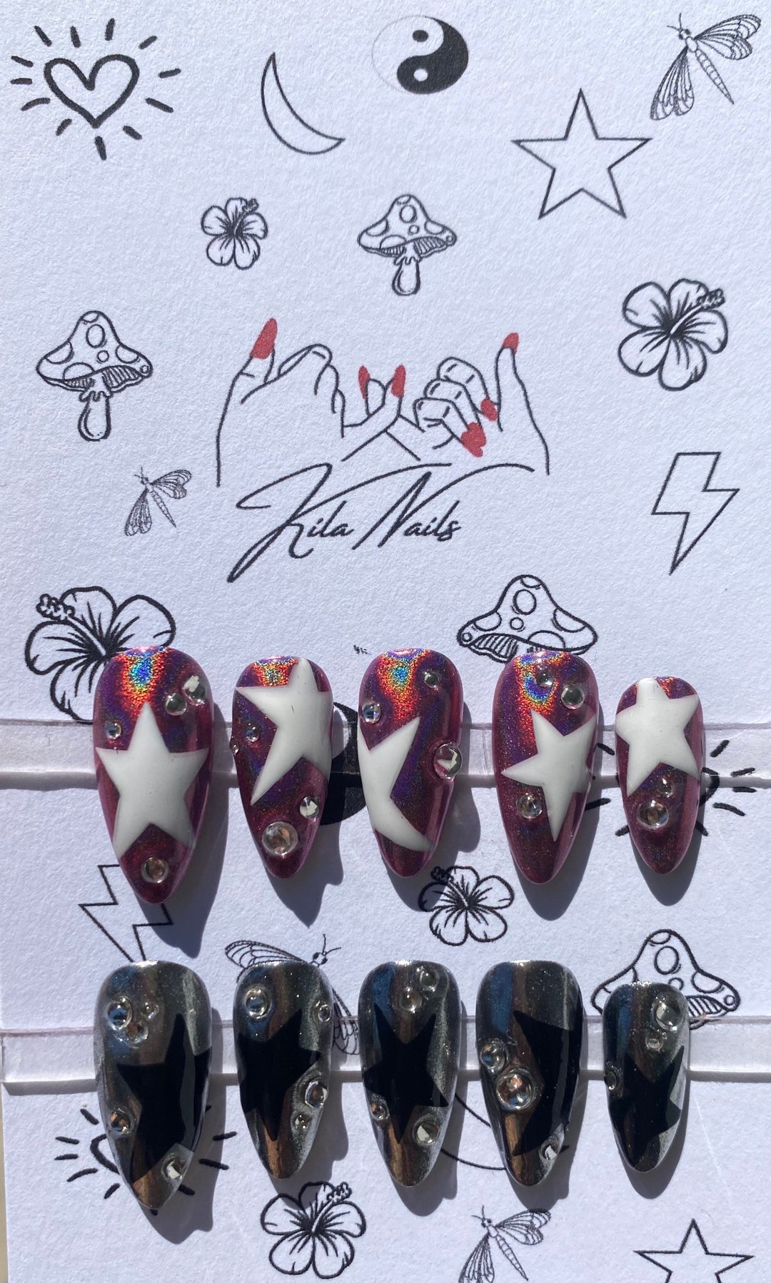 Gyaru Y2k Metallic Chrome Pink Silver Metal Stars With - Etsy