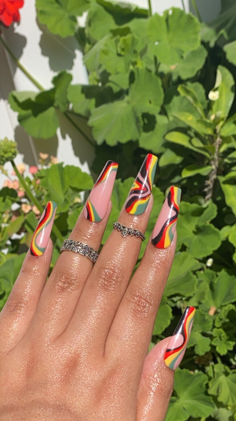 Rasta Acrylic Nails