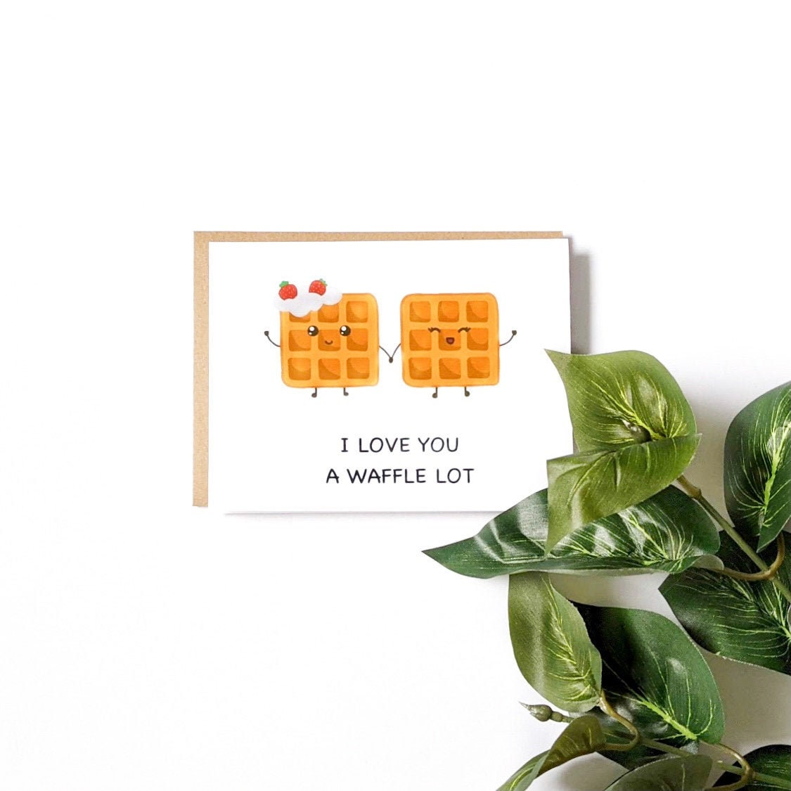 I Love You A Waffle Lot Cute Food Punny Kawaii Mother's Day Card Love ...
