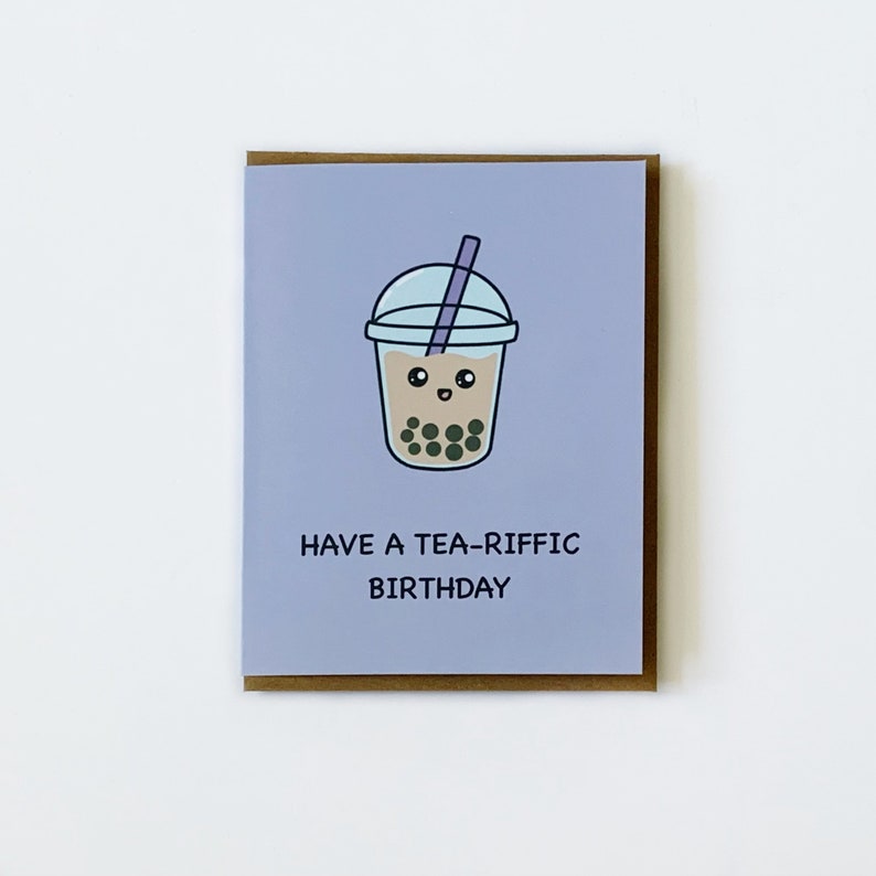 Have A Tea-riffic Birthday Birthday Card Bubble Tea Food | Etsy