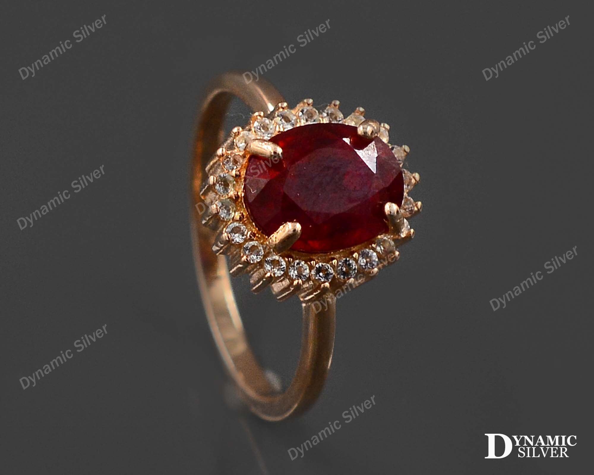 925 Sterling Silver/ Natural Red Ruby Jewelry Set/ Ruby Ring - Etsy