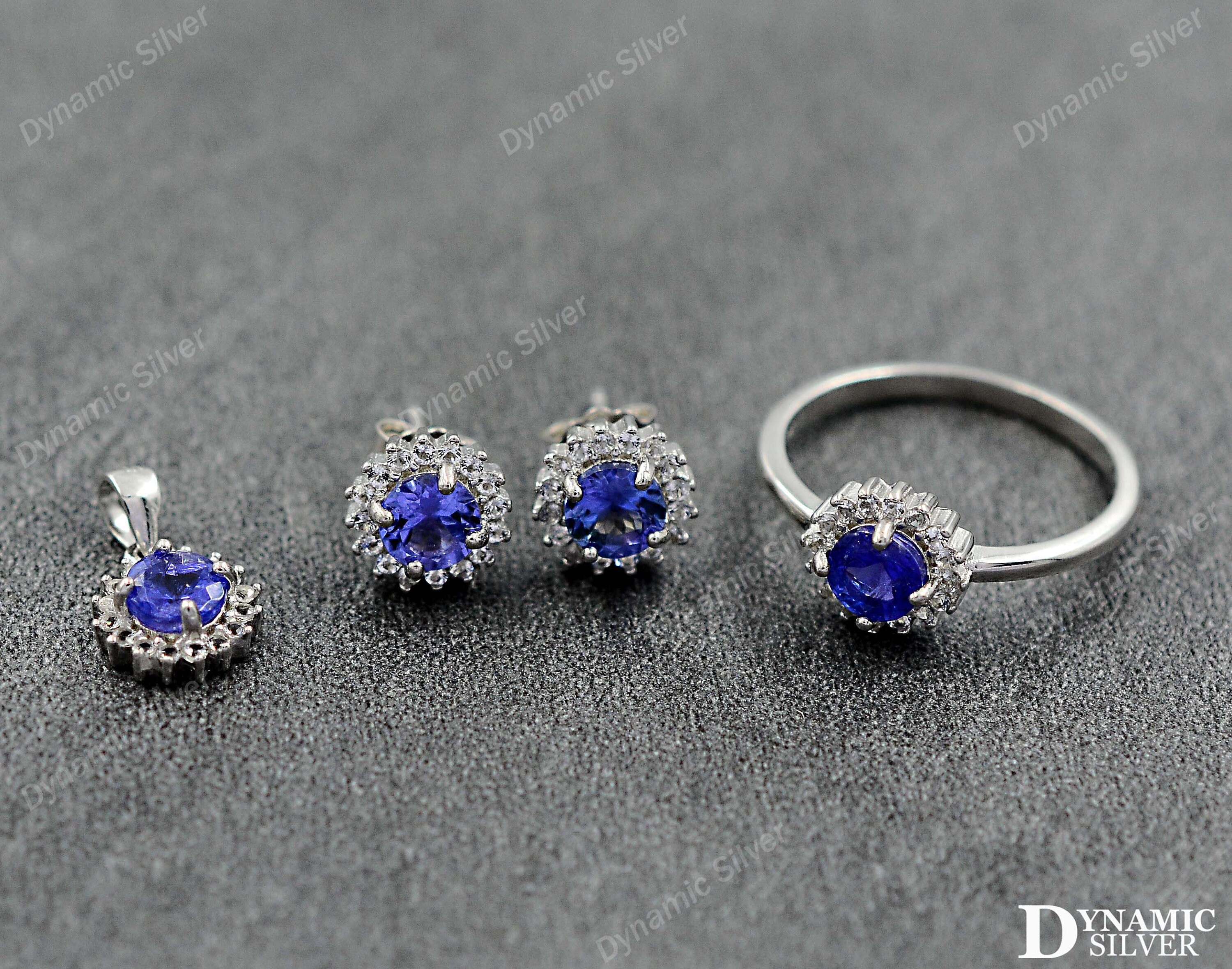 Natural Blue Tanzanite Jewelry Set/ Ring Earring Pendant/ 925 - Etsy