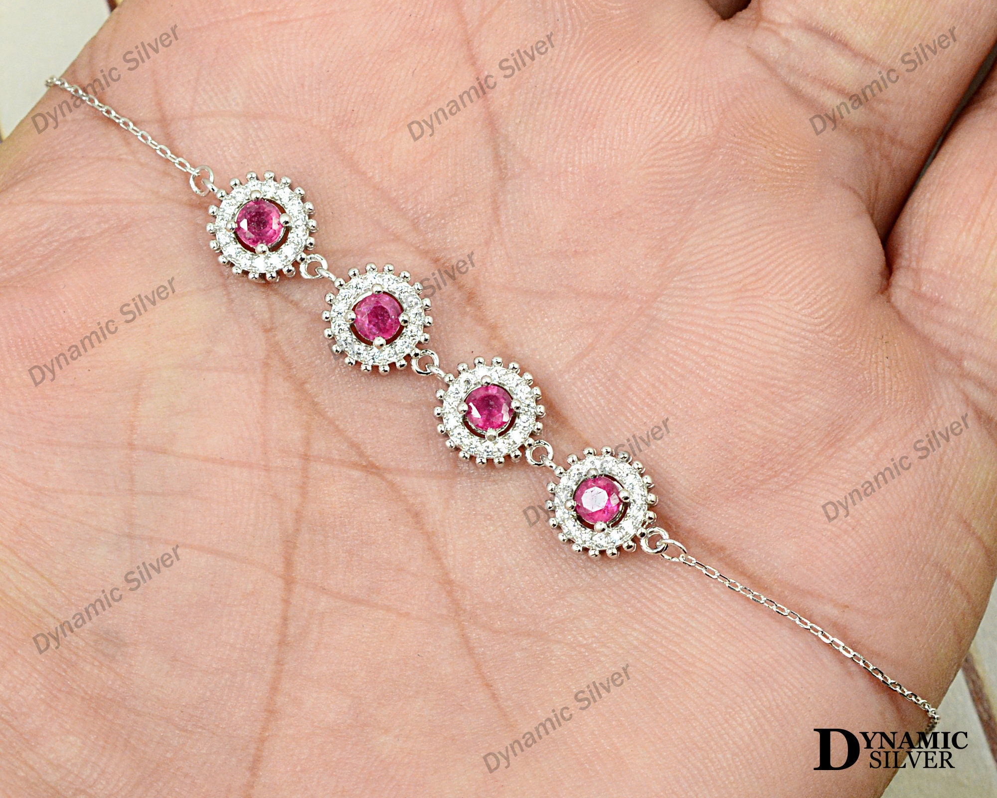 Natural Ruby Bracelet 925 Sterling Silver Adjustable Chain | Etsy