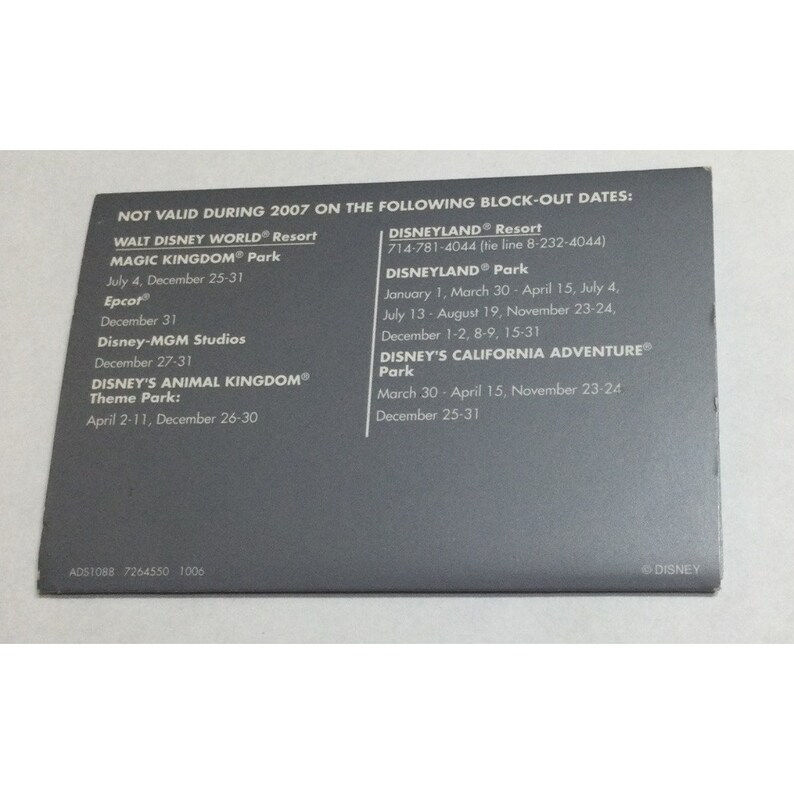 2007 Walt Disney World Silver Pass Card Passholder Main Entrance Linda ...