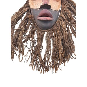 Dan African Tribal Mask With Raffia Hair & Cowrie Shells Decor - Etsy