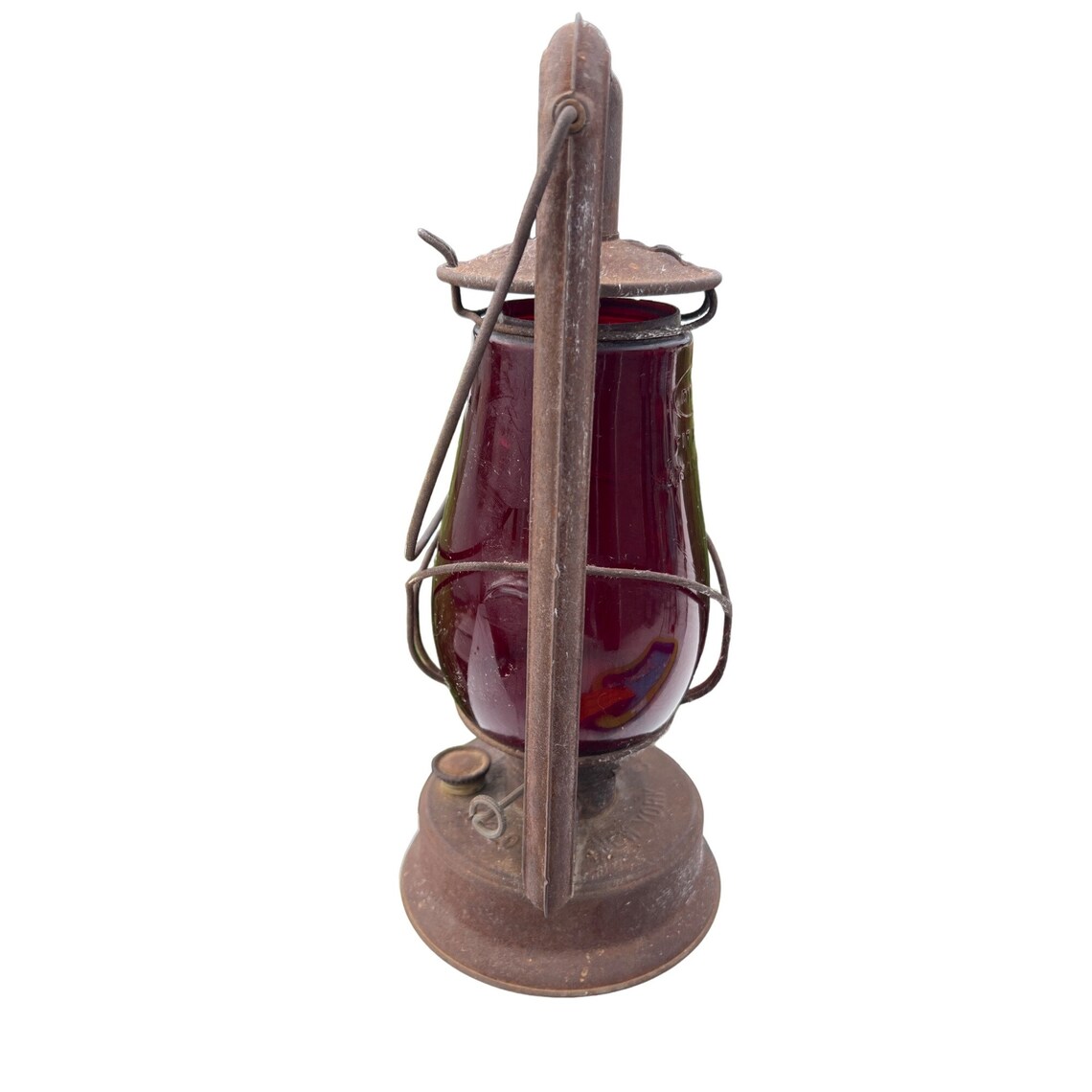 Antique Dietz Red Glass Lantern NY USA Rustic Kerosene Railroad Oil ...