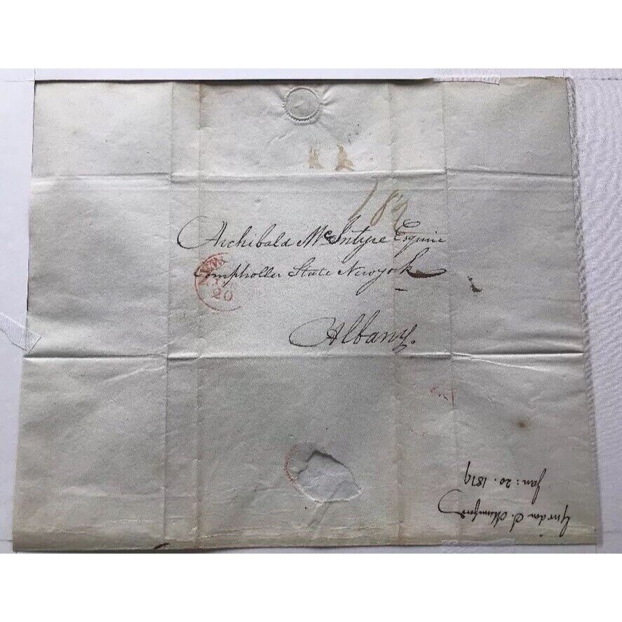 1819 Original Ben Franklin Secretary Letter Signed Gurdon Saltonstall ...