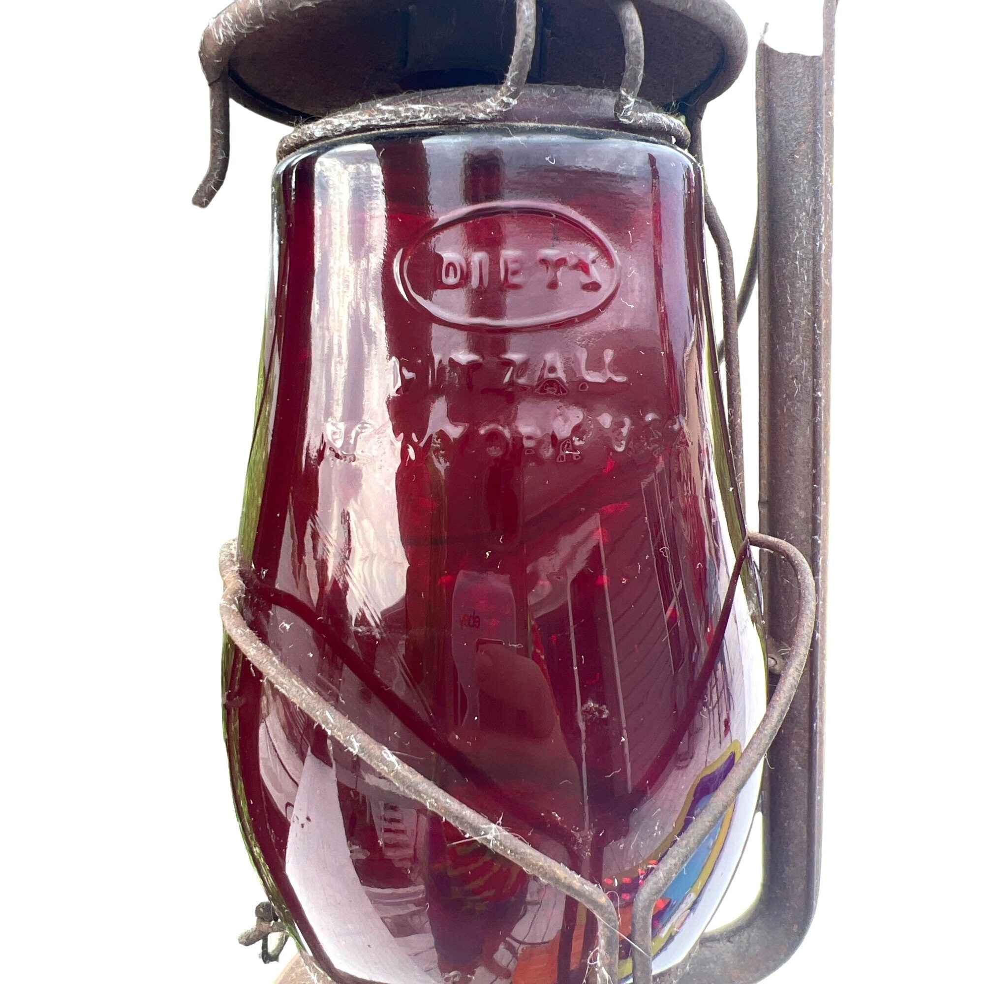 Antique Dietz Red Glass Lantern NY USA Rustic Kerosene Railroad Oil ...