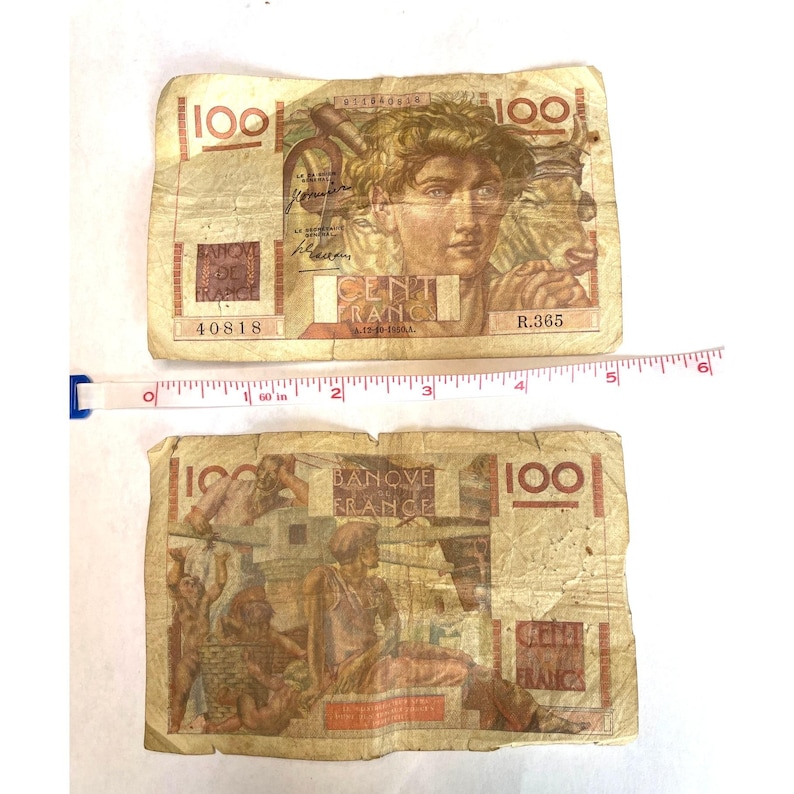 Vintage Banque De France 100 Francs Banknotes (2) Circa 1948 1950 - Etsy