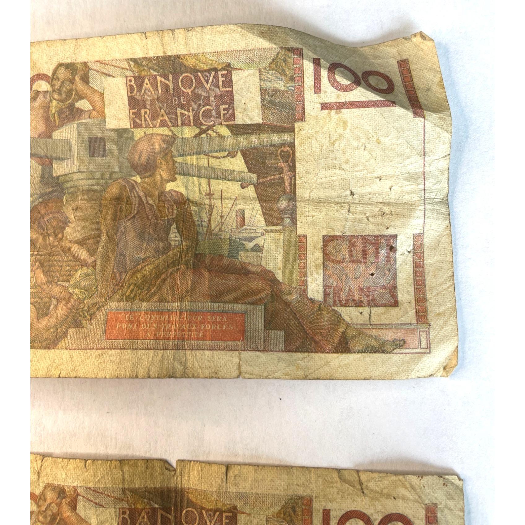 Vintage Banque De France 100 Francs Banknotes (2) Circa 1948 1950 - Etsy