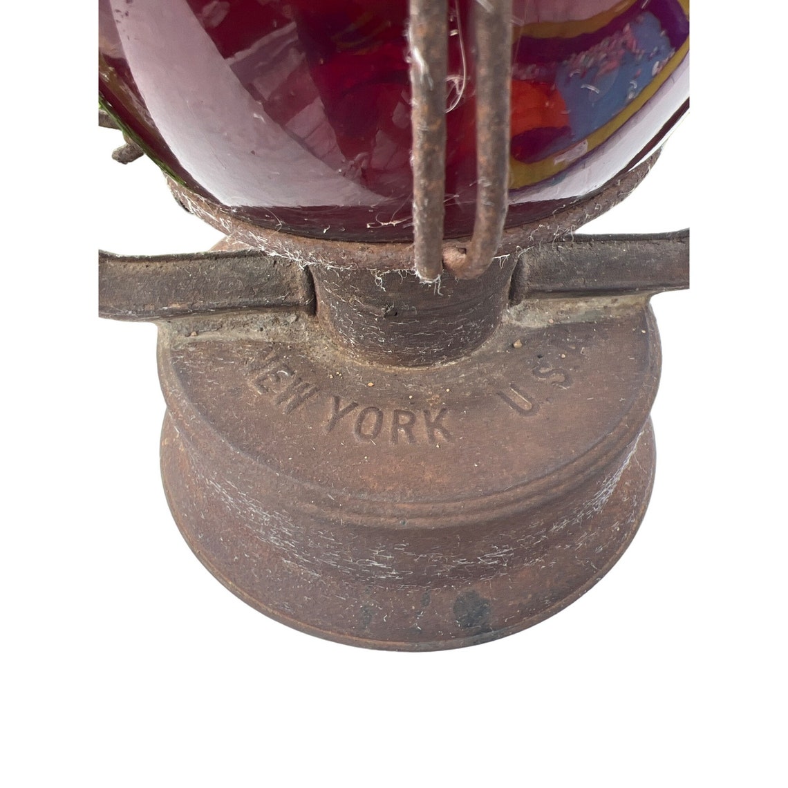Antique Dietz Red Glass Lantern NY USA Rustic Kerosene Railroad Oil ...
