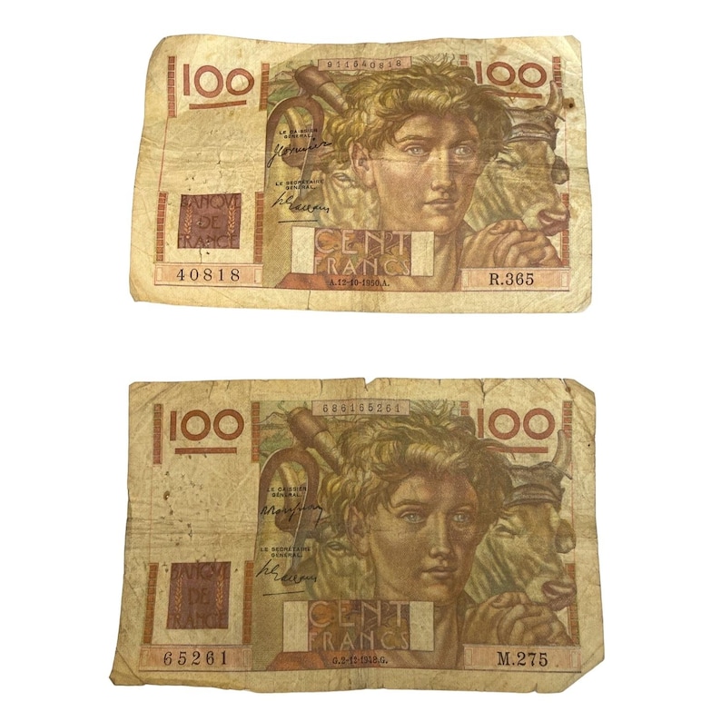 Vintage Banque De France 100 Francs Banknotes (2) Circa 1948 1950 - Etsy